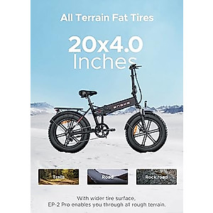 ENGWE EP-2 Pro Electric Bike 750W Folding Ebike for Adults with 48V 13Ah Removable Battery Range 75Mile - 20" x 4.0 Fat Tire Electric Bicycle, 7 Speed Gear E-Bike for All Terrain