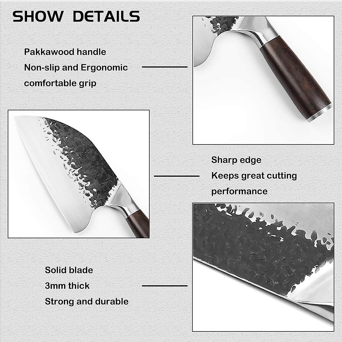 LONSDOW Serbian Butcher Knife Full Tang Forged Handmade Professional Kitchen Chef Knife Cleaver with Knife Sheath Sharpener