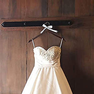 Yean Bow Knot Wedding Hangers Classic Wood Color Bride Dress Hanger Groom Suit Hanger Engraved Bridal Gown Hanger for Women and Men (Bride (Pack of 1)
