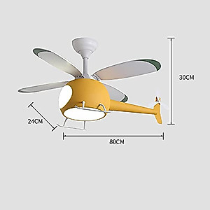 KNOXC Chandelier Home Cartoons Airplane Fan Light Child Electric Fan Modern Simplicity Ceiling Light Ceiling Fan Lights 6-Speed Speed Regulation Mute Ventilator/Yellow