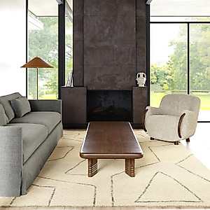 Rugs USA x Arvin Olano Mulholland Textured Wool Area Rug Area Rug, 9x12, Cream