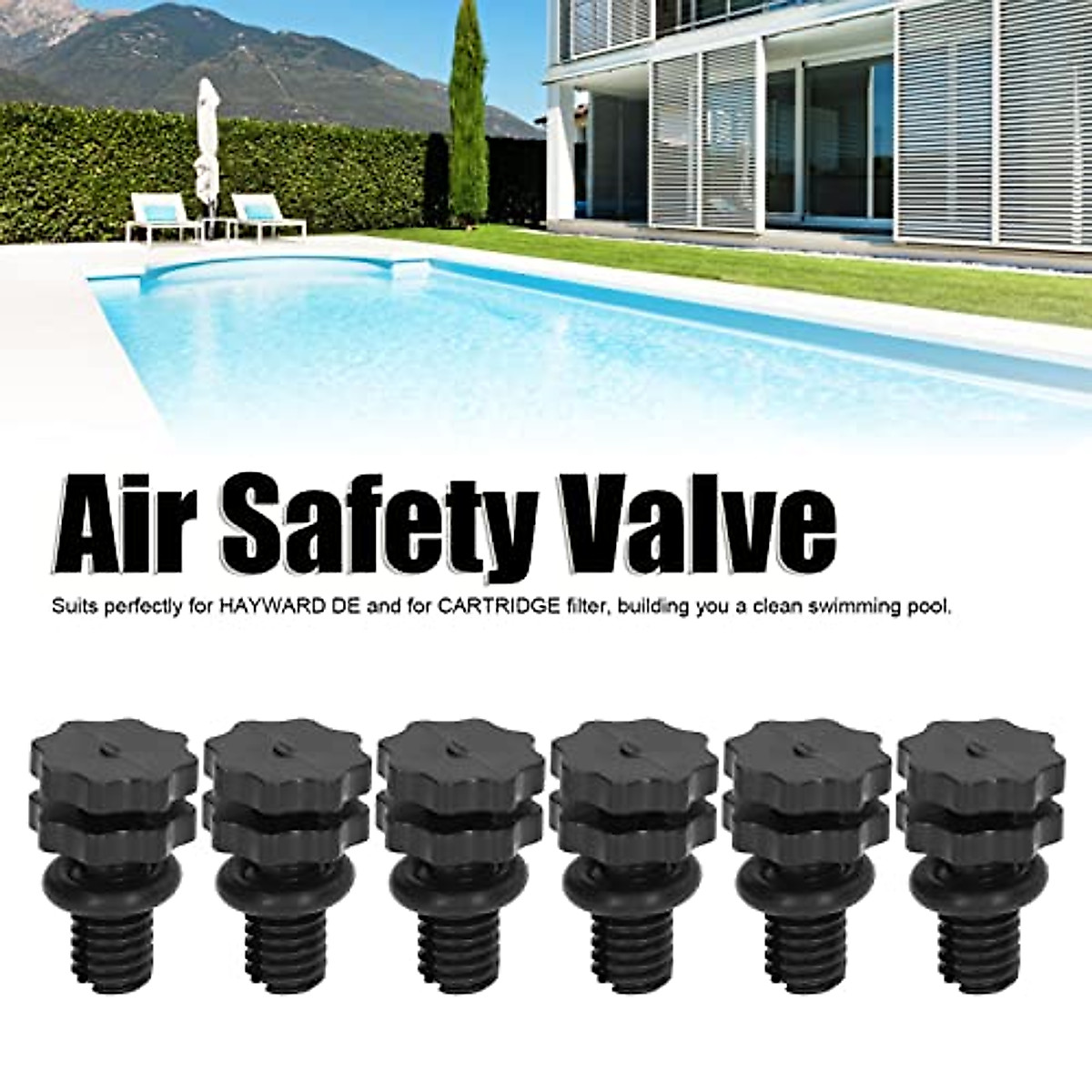 Household garden products 6Pcs Vent Valve Air Safety Exhaust Pool Filter Accessory Set Kit for DE Pool Cleaning Tools