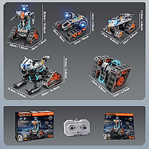 HOGOKIDS 5 in 1 STEM Building Set with LED Light - APP & Remote Controlled Cars Building Toys Kit, RC Robot Tank Sleigh Tracked Racer 604 PCS, Toy Gifts for Kids Boys Girls Ages 6 7 8 9 10 11 12+ Year