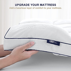 BedStory Bamboo Mattress Topper King, Extra Thick Cooling Mattress Pad Overfilled Never Goes Flat, Lumbar Strain Relieving, Back Pain Relief Improve Sleep Quality