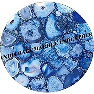 Blue Agate Stone Round 30" x 30" Inch Coffee & Centre Table Top, Blue Agate Stone Round Dining & Breakfast Table Top, Blue Agate Stone Round Conference & Meeting Room Table Top, Piece Of Conversation