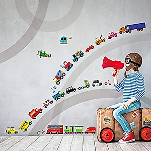 DECOWALL DS-8004 Transports Kids Wall Stickers Wall Decals Peel and Stick Removable for Kids Nursery Bedroom Living Room (Small) décor
