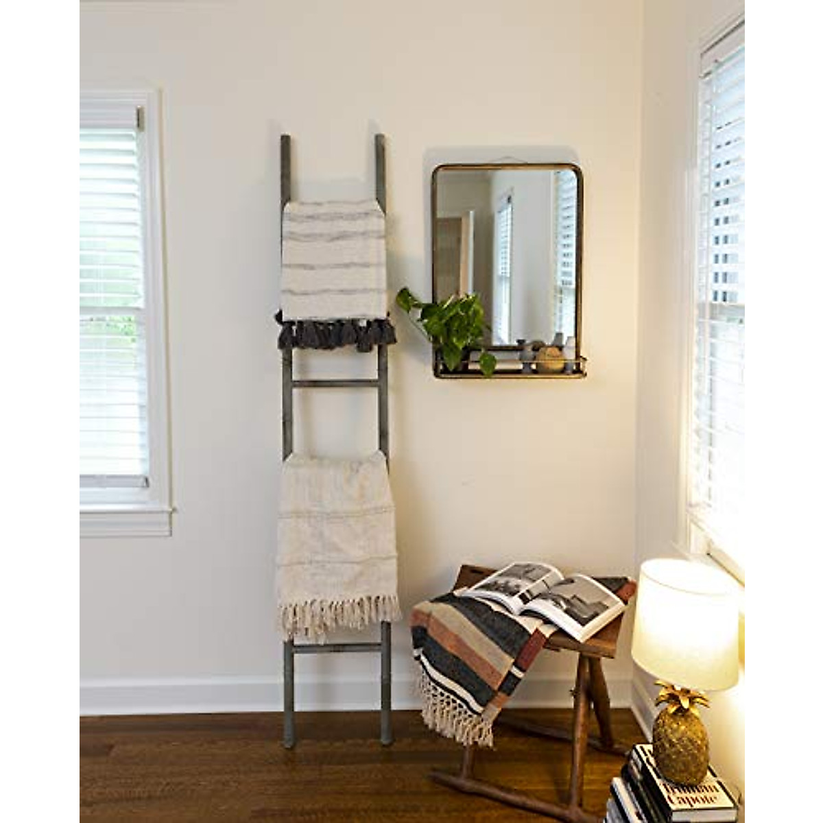 Creative Co-Op Cream Cotton Blend Chenille Fringe Blankets and Throws, Off-White