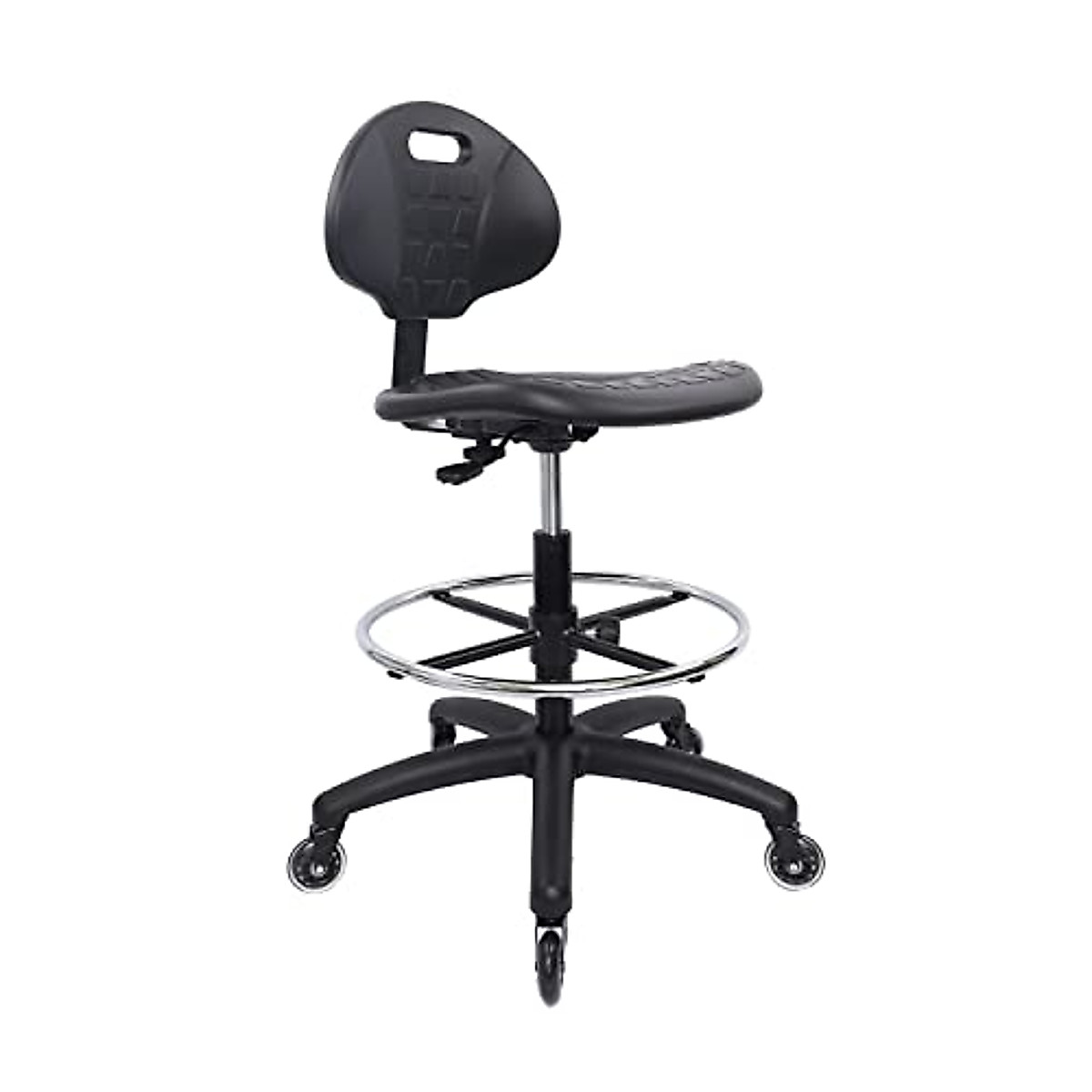 CHAIR MASTER (Tall Bench Stool, Rubber Roller Blade Stye Casters) Easy to Clean! Ergonomic Polyurethane Drafting Stool. Seat Height Range 24"-34". Home Office Lab Workstation.