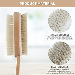 Detachable Dual-Sided Long Handle Shower Bath Brush with Soft and Stiff Bristles Back Scrubber Body Exfoliator Dry Brush Mlifasty