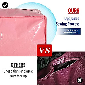 Heavy Duty Extra Large Moving Bags with Extra Long Handles -Includes Backpack Straps - Easy Storage For Space Saving (Set of 8) (Mixed Colors 2 of Each)