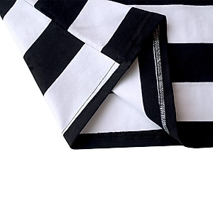 Spring&Gege Boys' Long Sleeve Striped T-Shirt Crew Neck Tees, Black and White Stripes, 9-10 Years