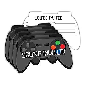 Video Gaming Game Controller Birthday Party Invitations & Envelopes Value Pack (20 Count)