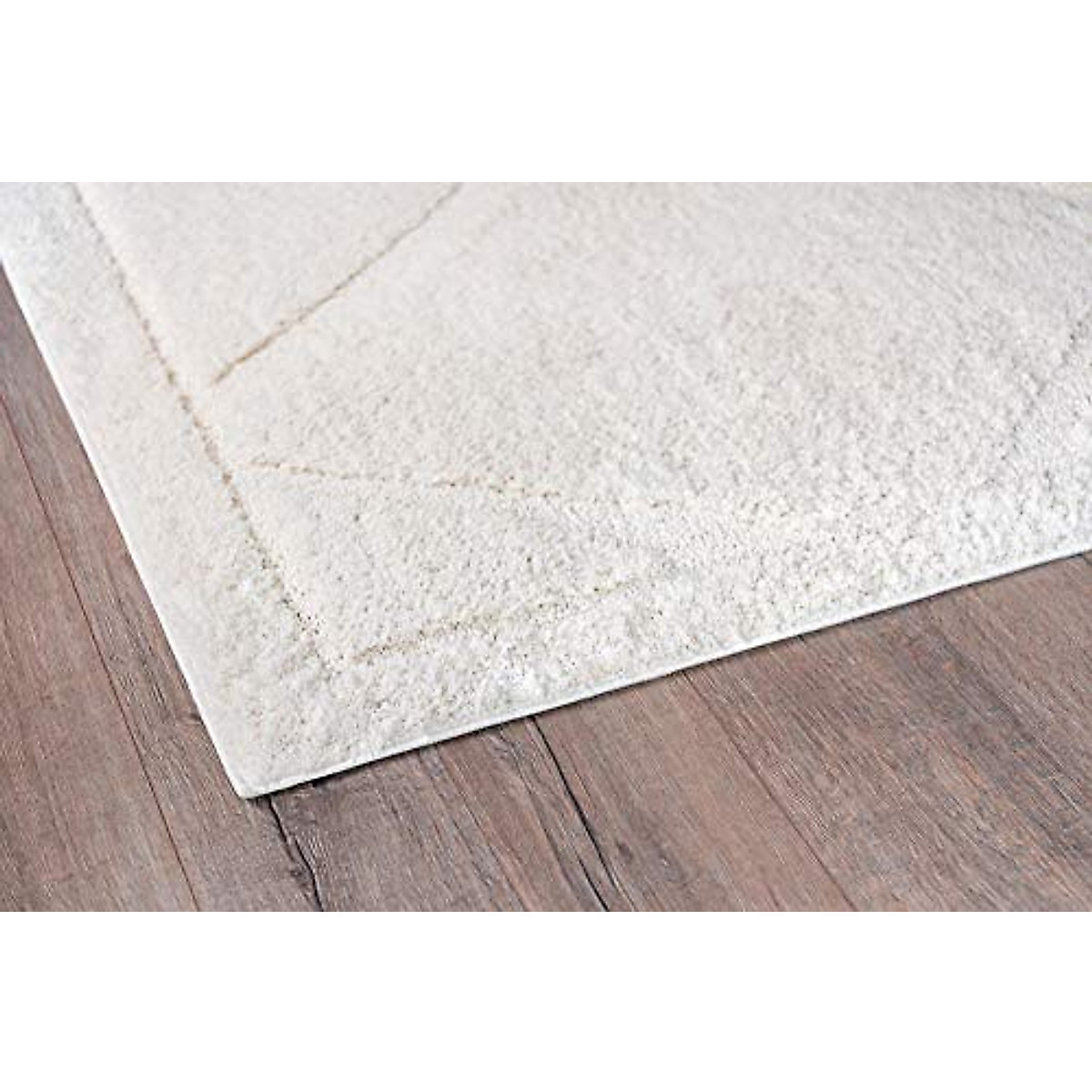 Rugs.com Lattice Shag Collection Rug – 5' x 8' Ivory Shag Rug Perfect for Living Rooms, Large Dining Rooms, Open Floorplans