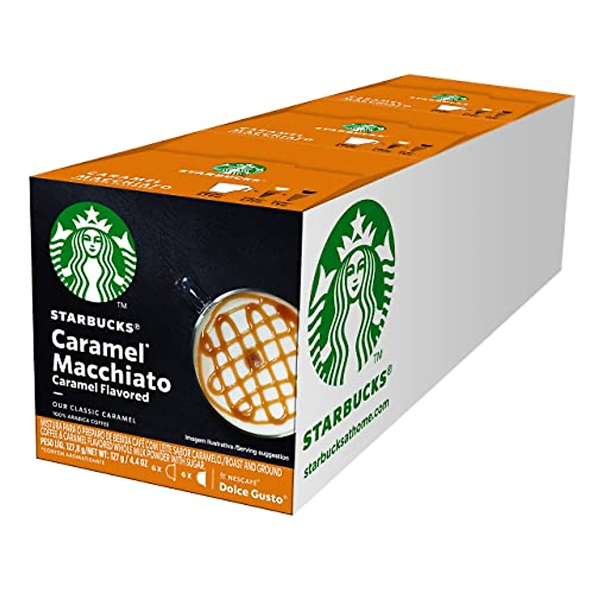 Starbucks Coffee by Nescafe Dolce Gusto, Starbucks Caramel Macchiato, Coffee Pods, 12 capsules, Pack of 3 (Packaging May Vary)