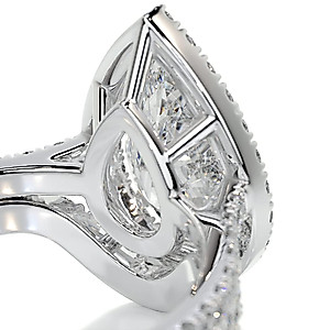 Solid Gold Handmade Engagement Rings 3 CT Pear Cut Moissanite Diamond Halo Bridal Wedding Ring Set for Anniversary Propose Gifts (925 Sterling Silver)