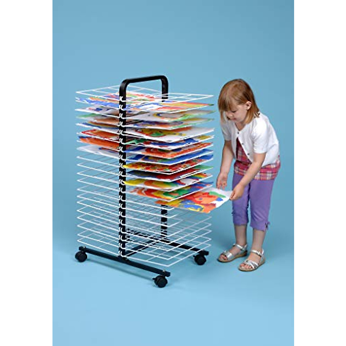 American Educational Products A-C1168 Drying Rack on Wheels, 40 Shelf, 7" Height, 18" Wide, 48" Length