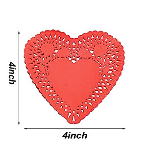4 Inch Mini Valentine Heart Doilies Cutouts Lace Paper with 3 Colors Red, Pink and White for Valentine's Day Party (300 Pieces)