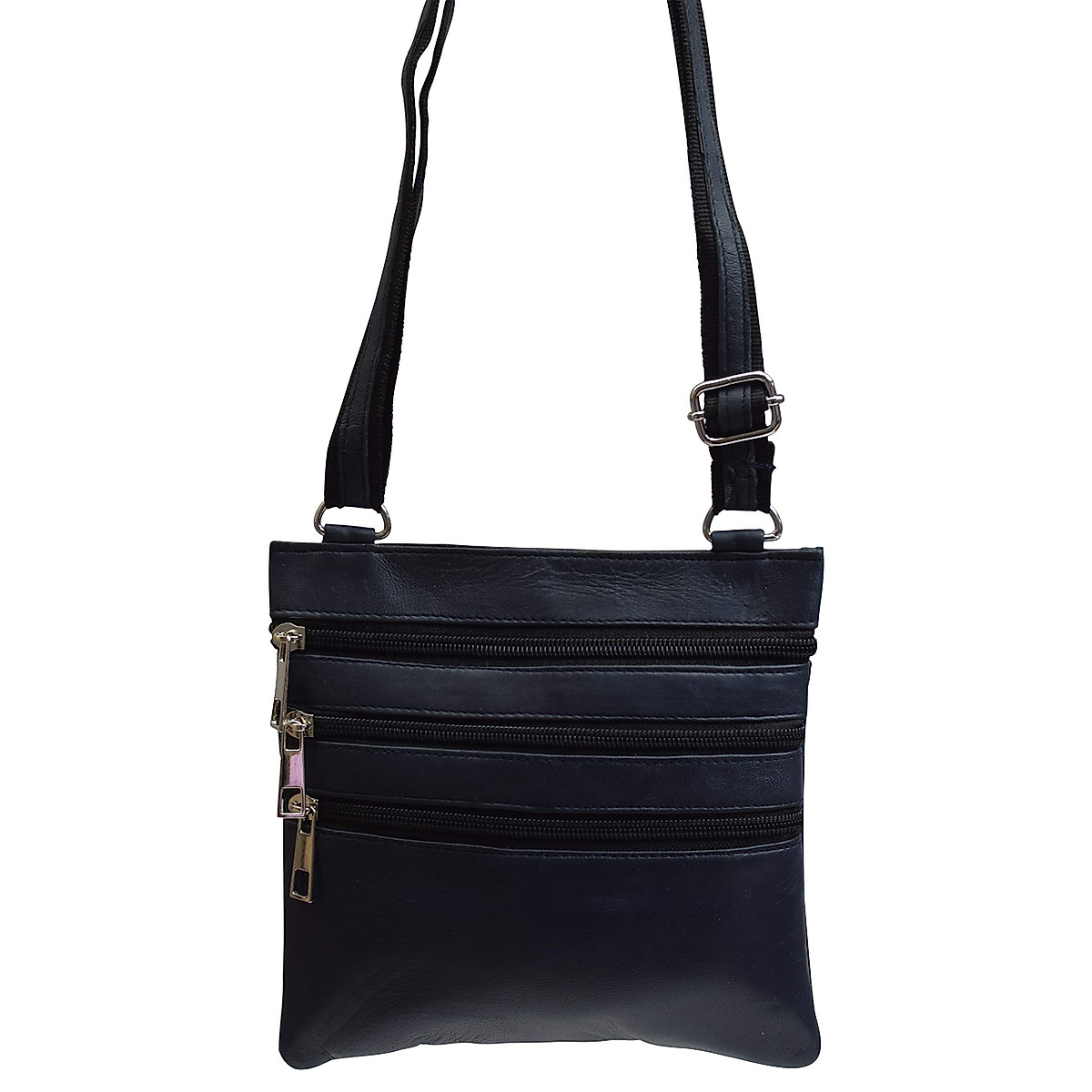 MARSHAL Ladies Genuine Leather Multi-Pocket Shoulder Bag Purse for Womens Colors!!! (Blue)