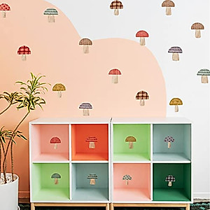 Watercolor Mushroom Decor Retro Room Wall Decals Peel and Stick Vinyl Wall Stickers Room Wall Art Decals for Kids Nursery Baby Room Bedroom Wall Decor