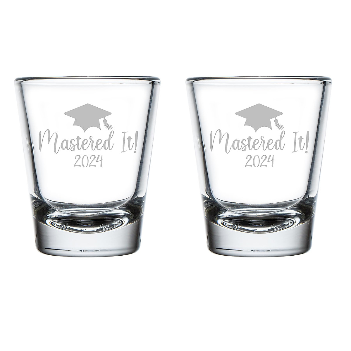 MIP Set of 2 Shot Glasses 1.75oz Shot Glass Mastered It 2024 SCRIPT Graduation Masters Degree Gift