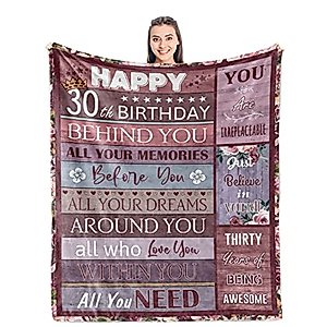 Best 30th Birthday Gifts for Her - Happy 30th Birthday Gifts for Women - Gifts for 30th Birthday Woman - Birthday Gift Ideas for Women 30th - 30th Birthday Decorations for Women Blanket 50" x 60"