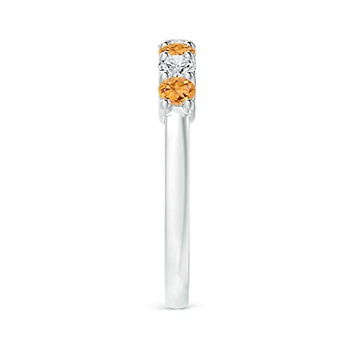 Round 3.00mm Half Eternity Citrine Band | Sterling Silver 925 | Engagement & Anniversary Collections For Woman's | It is a thoughtful and personal gift that is Good for your occasion. (White, 8)