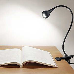 LED Desk Lamp Clip On Light,360°Flexible Gooseneck and Clamp Reading Light,Portable USB Powered Task Light with Clamp ,Night Light Clip on for Desk, Bed Headboard and Computers Black