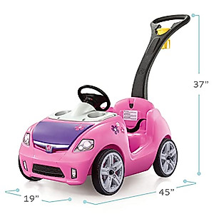 Step2 Whisper Ride II Ride On Push Toy Car, Pink – Ride On Car with Included Seat Belt, Easy Storage and Transport, Makes a Great Stroller Alternative
