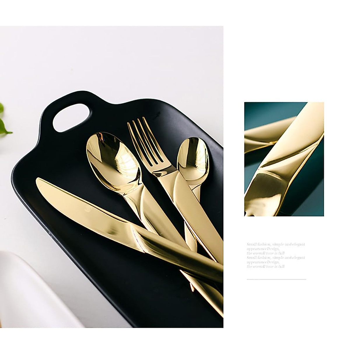 Taiyoko Silverware Set Pink Gold Flatware Unique 24-Piece Stainless Steel Black Cutlery Mirror Polished Kitchen Utensils Tableware Service with Steak Knives Dinner Fork Knife Spoon