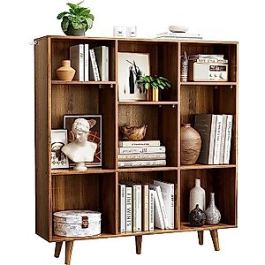 Pipishell Bookshelf, 6-Tier Bookcase with Storage Drawer & Pipishell 9-Cube Bookshelf