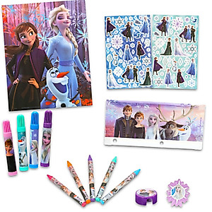 Walt Disney Studio Frozen Art Set Frozen Activity Bundle - 12 Pc Frozen Art Case with Frozen Stickers, Frozen Writing Pad, Snowflake Stamps, and More