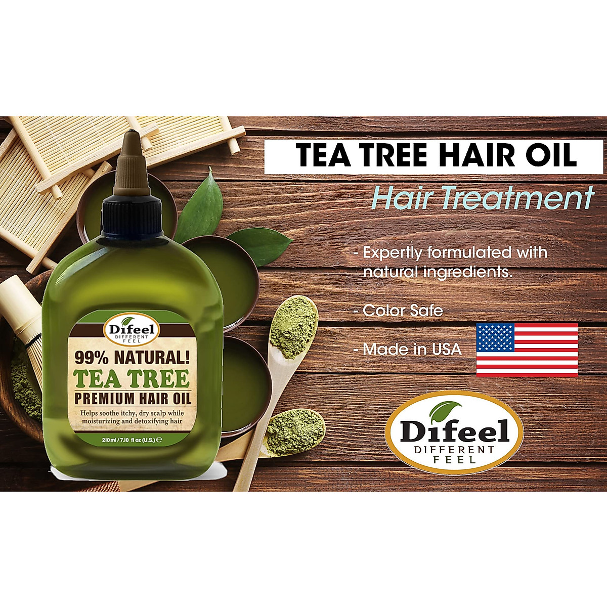 Difeel Premium Natural Hair Oil - Tea Tree Oil for Dry Scalp 7.1 Ounce