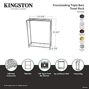 Kingston Brass SCC8350 Edenscape Freestanding Iron Towel-Rack, Matte Black 24.63 x 8.88 x 31.75