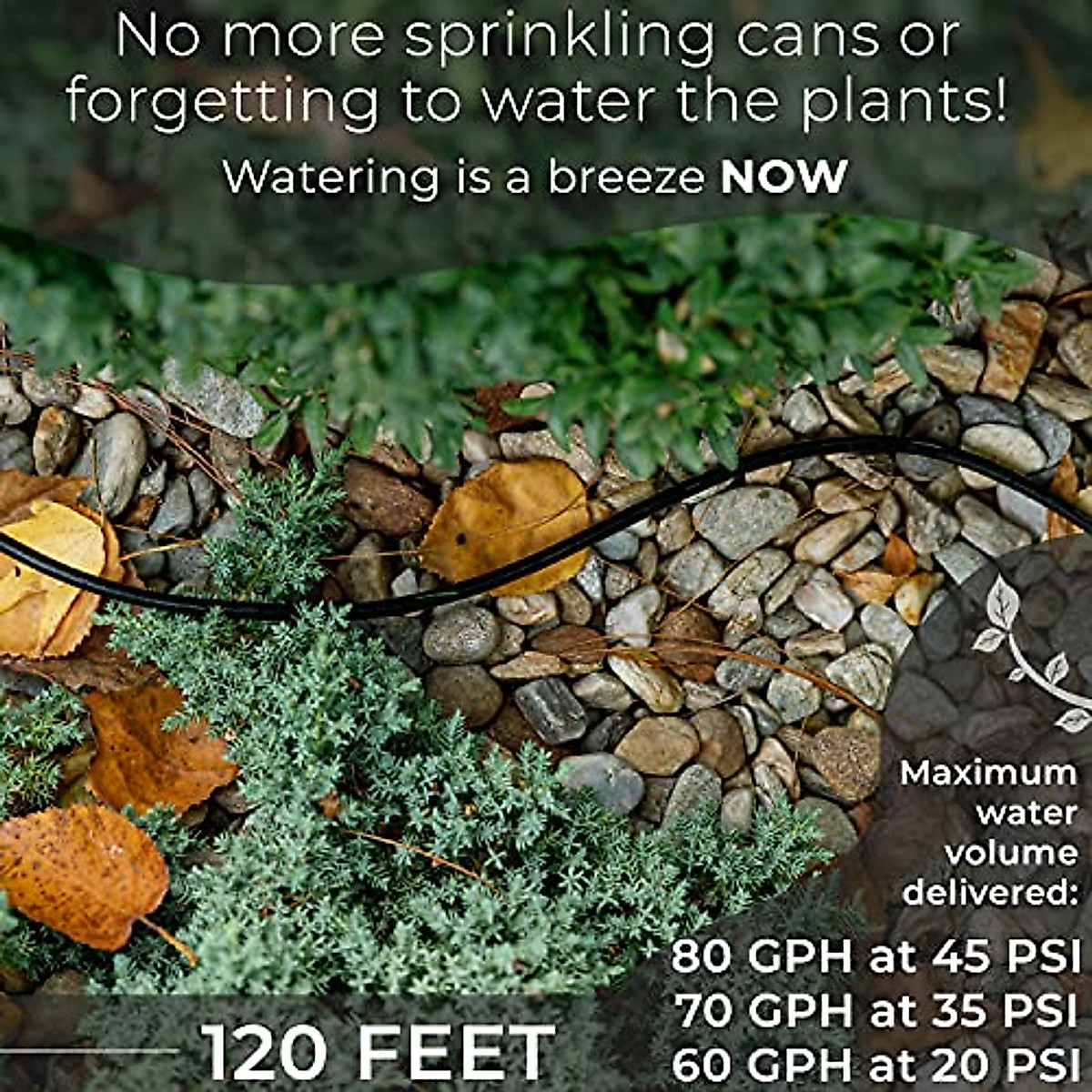 CARPATHEN 1/4 Drip Irrigation Tubing - 120 ft Black Drip Irrigation Hose Perfect for DIY Garden Irrigation System, Hydroponics, Misting Tubing, or as Blank Distribution Tubing for Any Garden Project