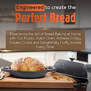 Krustic Enameled Cast Iron Dutch Oven for Sourdough Bread Baking | 6 Quart Pot with Lid | 10 Inch Ceramic Enamel Thick Coated Cookware Set with Non Stick Silicone Baking Mat for Cooking (Grey)