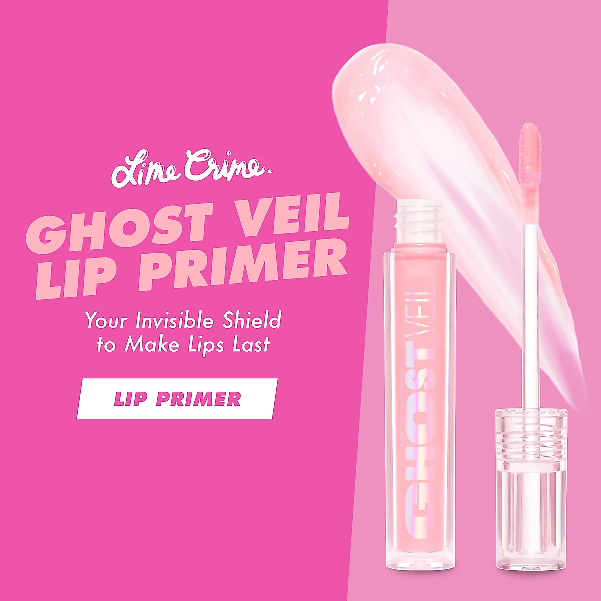 Lime Crime Ghost Veil Lip Primer, Translucent Sheer Pink - Extends the Life of Lipstick - Lightweight and Super Sheer Smoothing Base for Long Lasting Quality - Vegan & Cruelty-Free