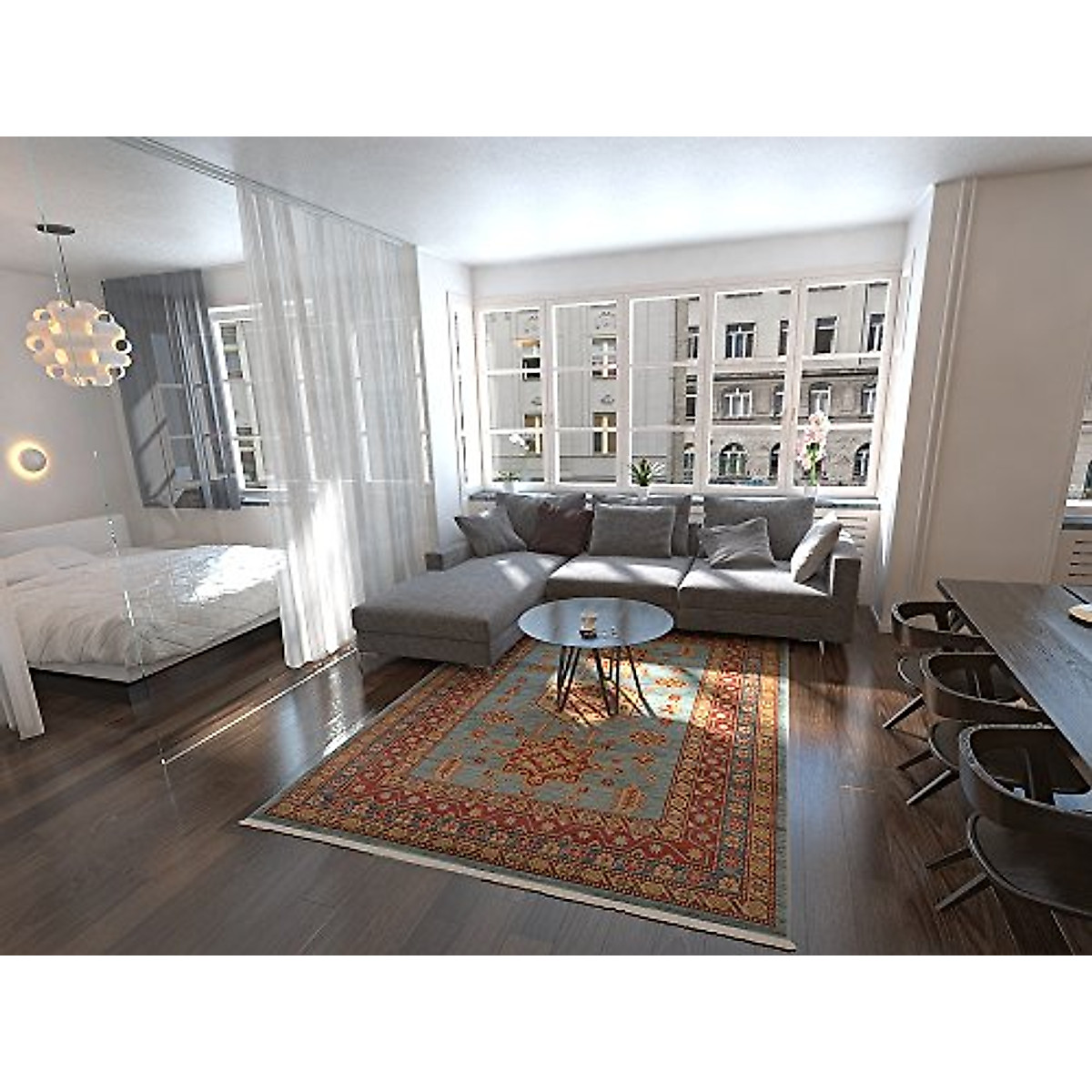 Unique Loom Sahand Collection Traditional Geometric Classic Light Blue Area Rug (7' 0 x 10' 0)