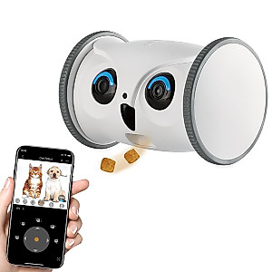 SKYMEE Owl Robot: Mobile Full HD Pet Camera with Treat Dispenser, Interactive Toy for Dogs and Cats, Remote Control via App (2.4G WiFi ONLY)