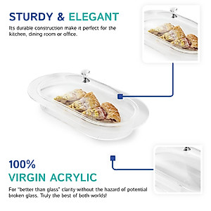 Huang Acrylic Clear Covered Oval Serving Food Tray | Servware with Lid Used for Appetizers, Snacks, and Shareable Entries | Perfect for Parties, Holidays, Celebrations, or Everyday Use