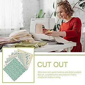 TEHAUX 8 Sheets of Floral Cotton Fabric Flowers Quilting Cloth Spring Square Patchwork DIY Crafts Strip Bundle Farmhouse Fabric Scrap Charm Packs Sewing Supplies for Home