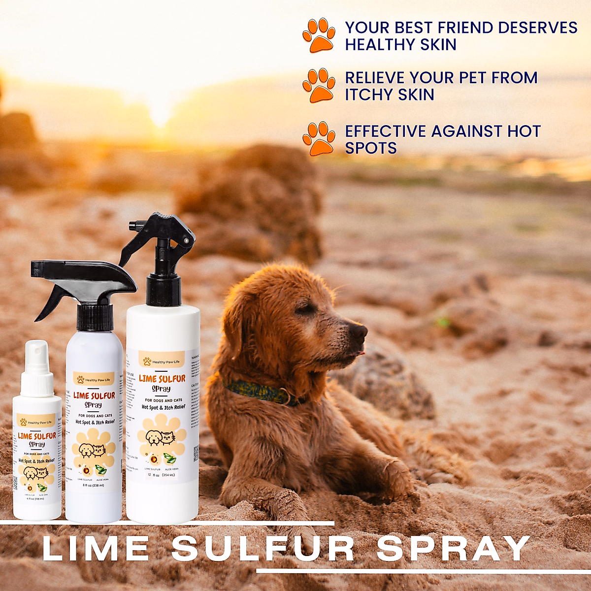 Classic's Lime Sulfur Spray - Pet Care for Dry and Itchy Skin - Spotcare and Safe Solution for Dog, Cat, Puppy, Kitten, Horse (4 oz)