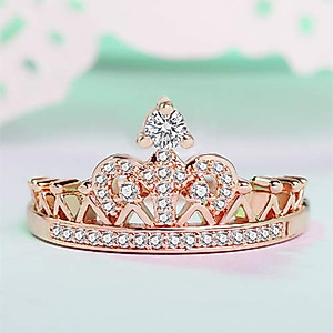 Fuqimanman2020 Princess Queen Promise Ring Crown Rings Gift for Womens and Girls