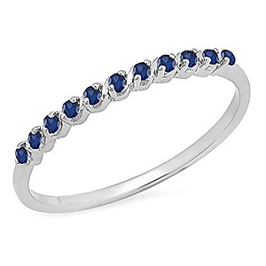 Dazzlingrock Collection 0.12 Cttw Round Blue Sapphire Ladies Wedding Stackable Band in 925 Sterling Silver, Size 7