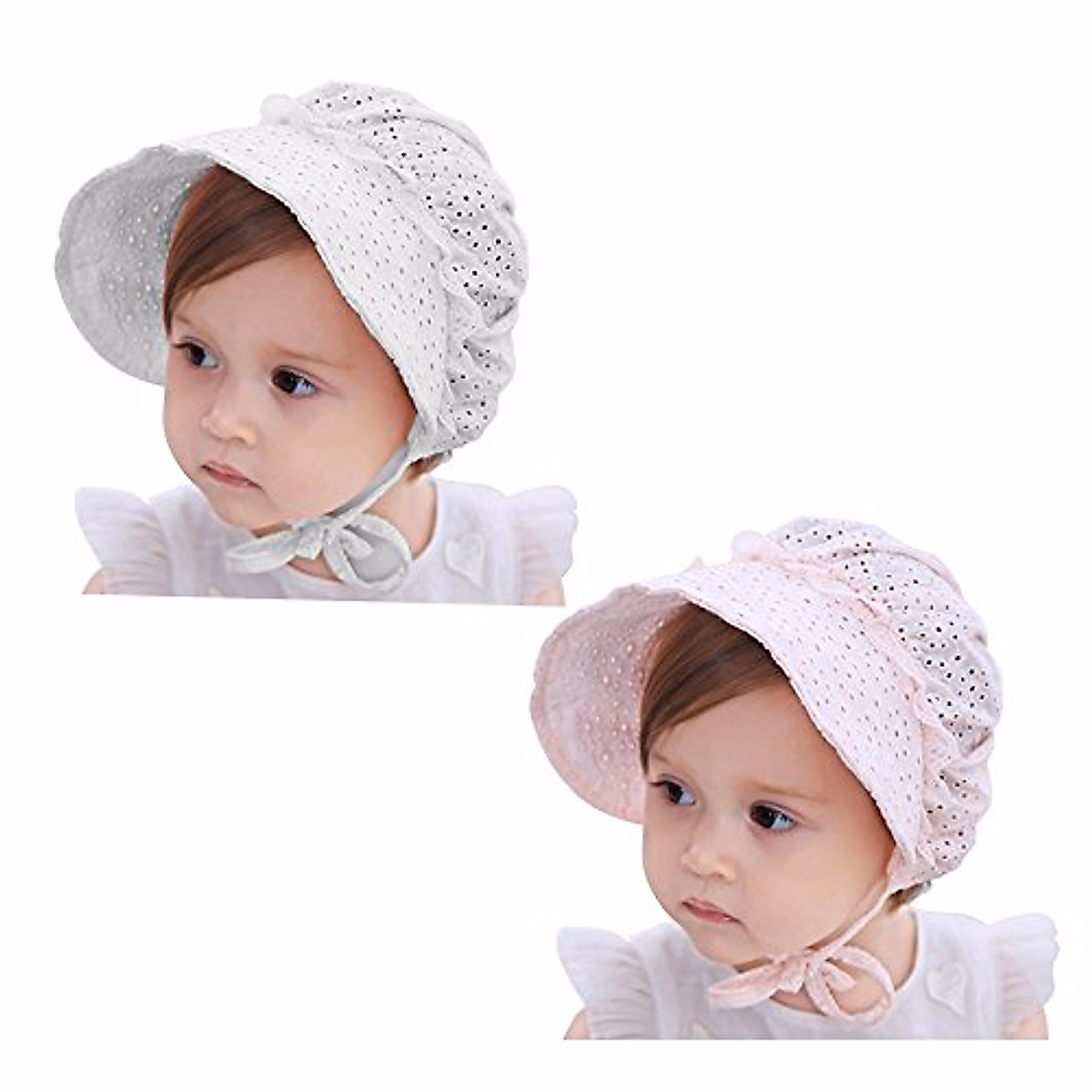 My Little Baby Baby Girls Sun Hat Fashion Hollow Sun Protection Caps (Pink+White)