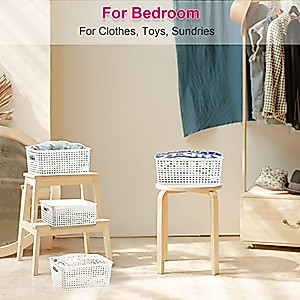 AREYZIN Plastic Storage Baskets With Lid Organizing Container Lidded Knit Storage Organizer Bins for Shelves Drawers Desktop Closet Playroom Classroom Office