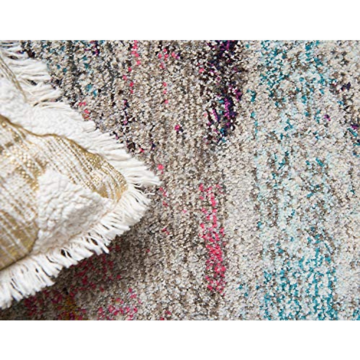 Unique Loom Chromatic Collection Modern Colorful & Vibrant Abstract Area Rug For Any Home Décor (8' 0 x 10' 0 Rectangular, Beige/ Pink)