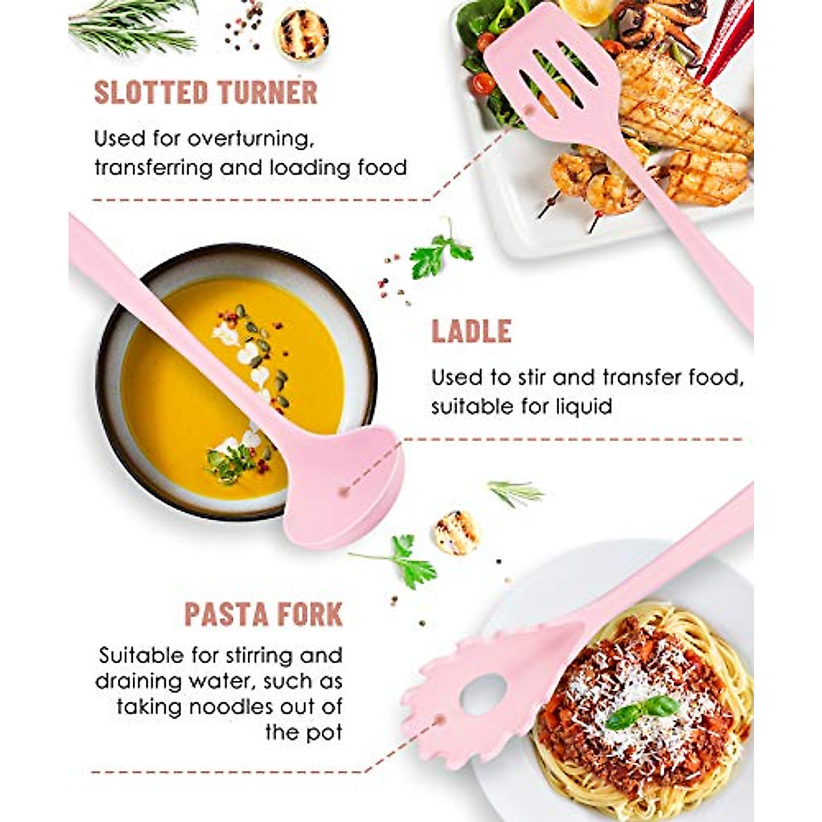 Kitchen Utensils Set-12 Pieces Silicone Cooking Utensils Set (Dishwasher Safe) 392°F Heat Resistant Spatula Set, Nonstick Cookware