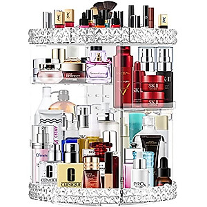 360 Rotating Makeup Organizer Large Capacity Cosmetics Organizer Beauty Organizer Clear Cosmetic Storage Display Case with 8 Layers and Detachable Shelves for Bedroom Dresser