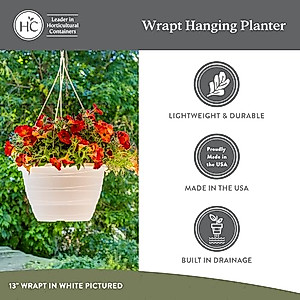 The HC Companies 13 Inch Wrapt Hanging Planter - Lightweight Outdoor Plastic Hanging Basket for Plants, Herbs, Flowers, Black