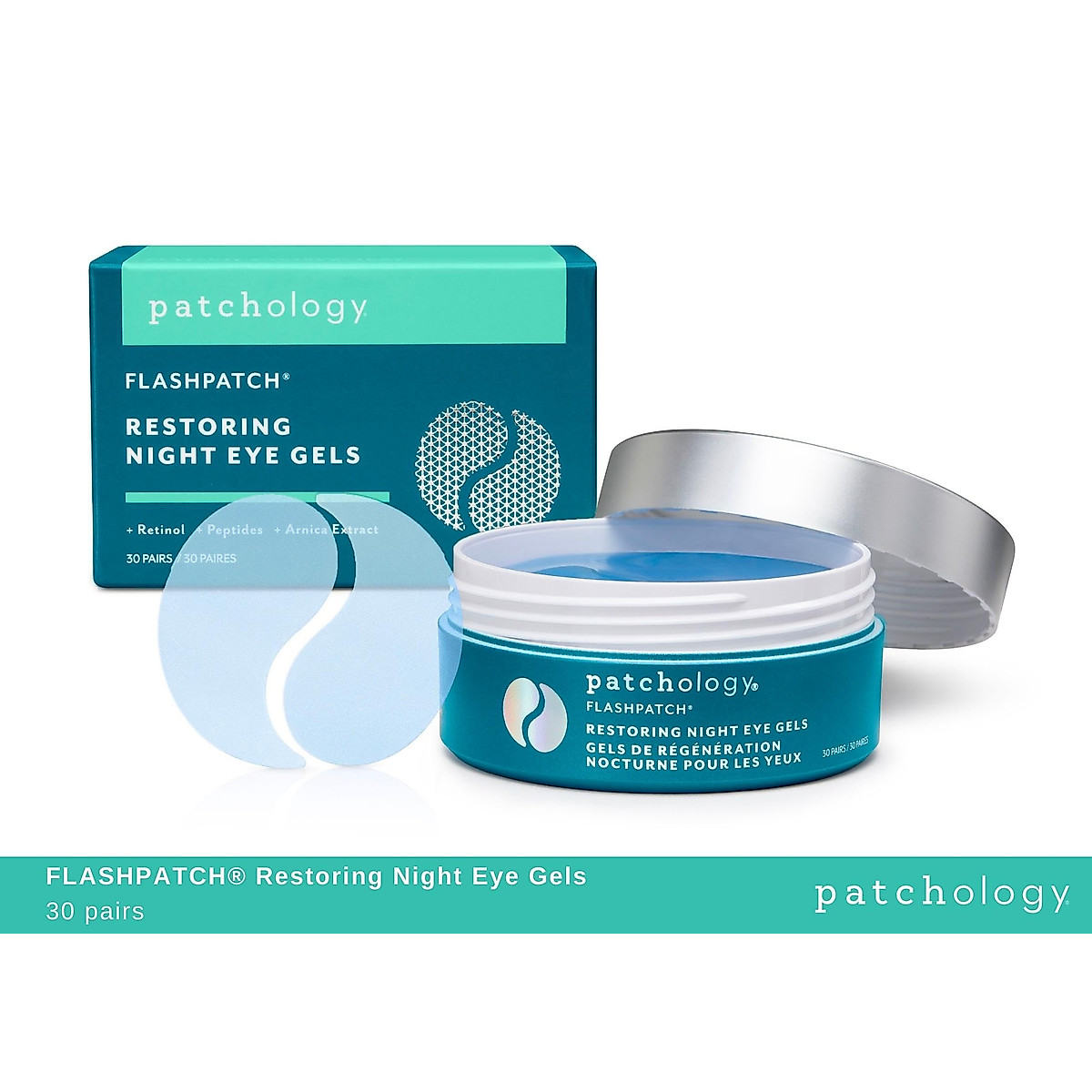Patchology Restoring Eye Gel Patches with Retinol & Collagen - Eye Masks for Dark Circles, Puffy Eyes & Wrinkles - Anti-Aging Overnight Eye Pads Set - Brighten Skin Care for Eye Bags (30 Pairs)